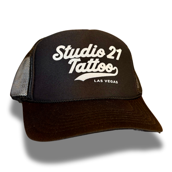 Black Studio 21 Tattoo Trucker Hat – Studio 21 Tattoo Gallery